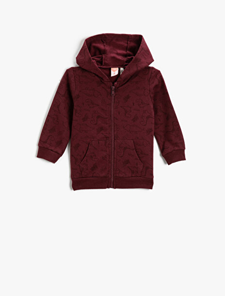 Koton Erkek Çocuk Dinozor Baskılı Kapüşonlu Sweatshirt  Fermuarlı Cep Detaylı Pamuklu Koton Erkek Çocuk Dinozor Baskılı Kapüşonlu Sweatshirt  Fermuarlı Cep Detaylı Pamuklu