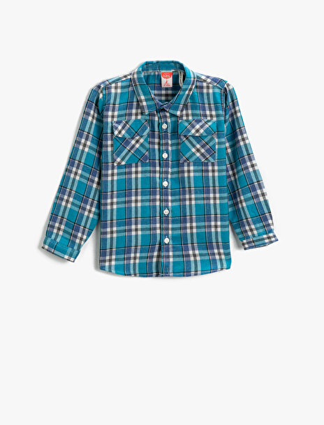 Koton Erkek Çocuk Ekoseli Gömlek Cepli Uzun Kollu