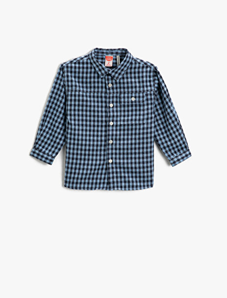 Koton Erkek Çocuk Ekoseli Uzun Kollu Gömlek Cep Detaylı