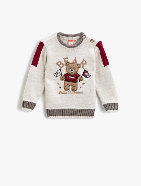 Koton Erkek Çocuk Ayı İşlemeli Uzun Kollu Kazak