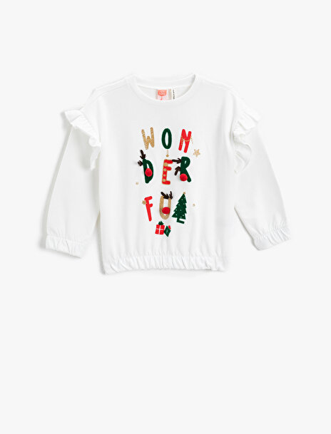 Koton Kız Çocuk Baskılı Sweatshirt Fırfır Detaylı Pamuklu Koton Kız Çocuk Baskılı Sweatshirt Fırfır Detaylı Pamuklu