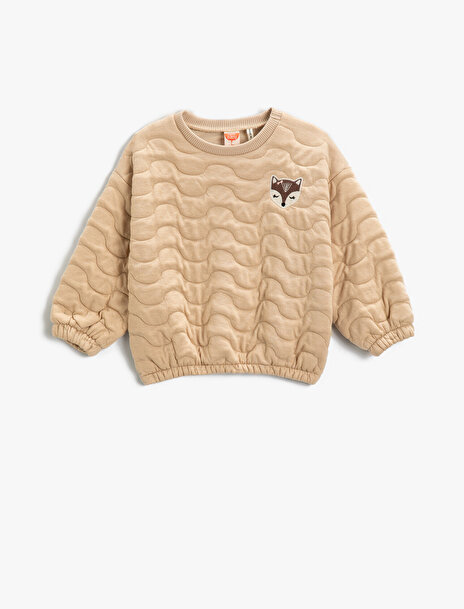 Koton Kız Çocuk Beli Lastikli Hayvan İşlemeli Sweatshirt