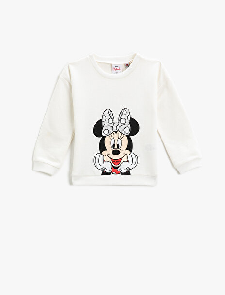 Koton Kız Çocuk Minnie Mouse Baskılı Sweatshirt Bisiklet Yaka Lisanslı Pamuklu