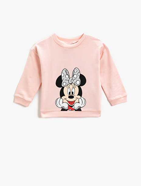 Koton Kız Çocuk Minnie Mouse Baskılı Sweatshirt Bisiklet Yaka Lisanslı Pamuklu