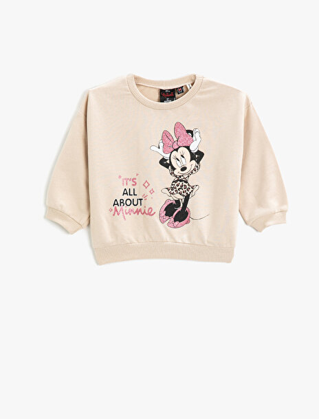 Koton Kız Çocuk Minnie Mouse Baskılı Sweatshirt Lisanslı Pamuklu