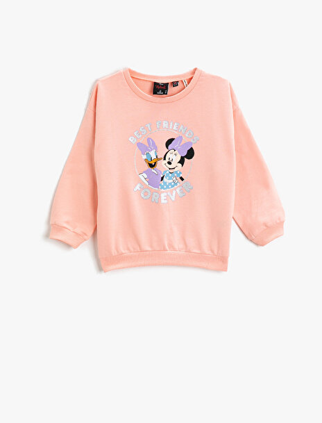 Koton Kız Çocuk Minnie Mouse Baskılı Sweatshirt Lisanslı Pamuklu