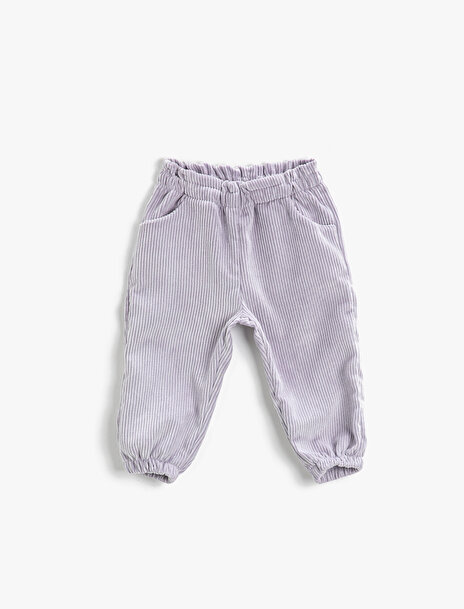 Koton Kız Çocuk Belden Bağlamalı Kadife Pantolon