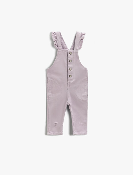 Koton Kız Çocuk Salopet Kot Tulum Düğmeli Pamuklu Koton Kız Çocuk Salopet Kot Tulum Düğmeli Pamuklu