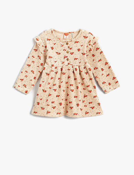 Koton Kız Çocuk Çiçek Baskılı Uzun Kollu Elbise