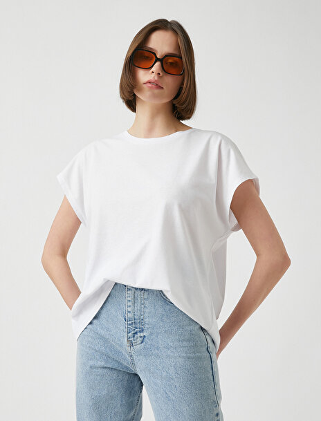 Koton Kadın Bisiklet Yaka Kısa Kollu Basic Tişört Koton Kadın Bisiklet Yaka Kısa Kollu Basic Tişört