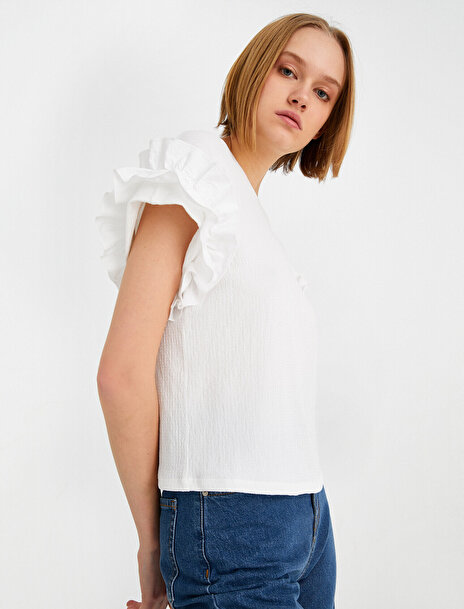 Koton Kadın Kısa Kollu Fırfırlı Tişört