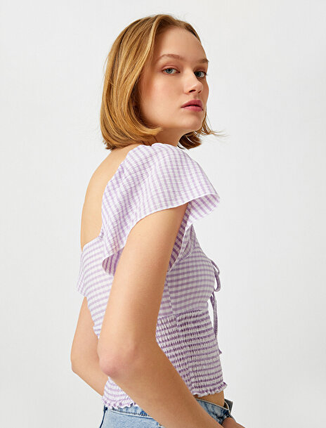 Koton Kadın Kısa Kollu Çizgili Gipeli Bluz