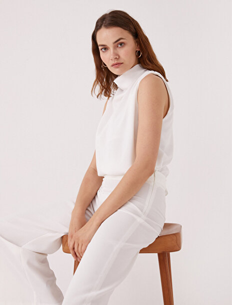 Koton Kadın Dik Yaka Bluz Kolsuz