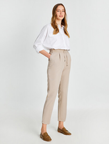 Koton Kadın Beli Bağlamalı Havuç Pantolon Modal Karışımlı