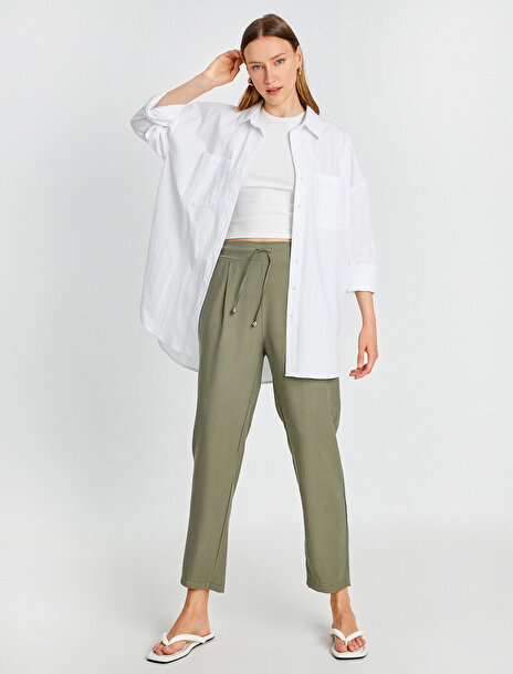 Koton Kadın Beli Bağlamalı Havuç Pantolon Modal Karışımlı