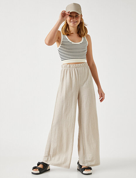 Koton Kadın Beli Lastikli Bol Paçalı Pantolon