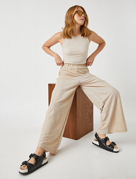 Koton Kadın Beli Lastikli Bol Paçalı Pantolon