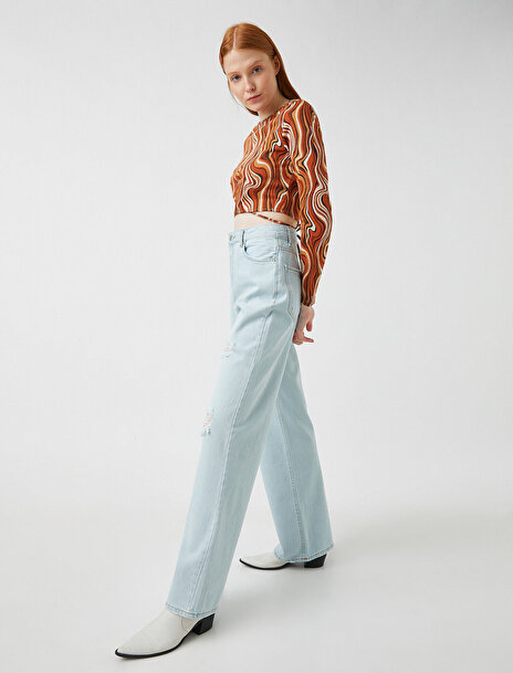 Koton Ole Genç Kız Yüksek Bel Bol Paçalı Pantolon