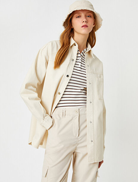 Koton Ole Genç Kız Uzun Kollu Cepli Kot Ceket