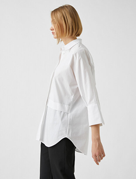 Koton Kadın Pamuklu Gizli Pat Shirt