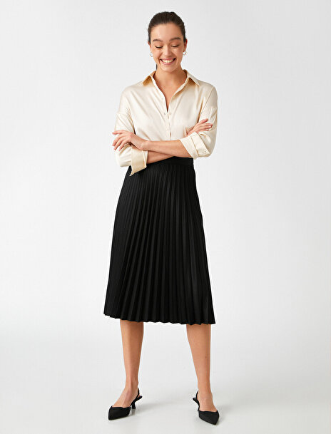 Koton Kadın Pileli Midi Etek