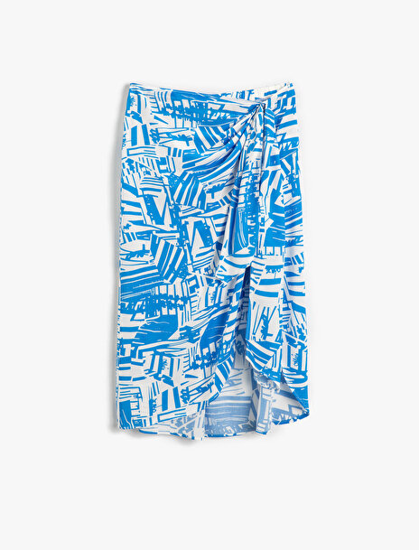 Koton Kadın Geometrik Desenli Asimetrik Midi Pareo Etek