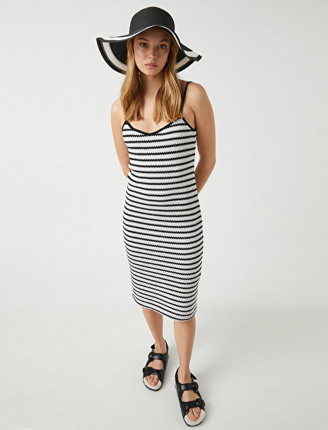 Koton Kadın Askılı Midi Elbise Tığ Örgüsü Detaylı