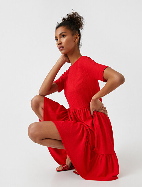 Koton Kadın Kısa Kollu Fırfırlı Elbise