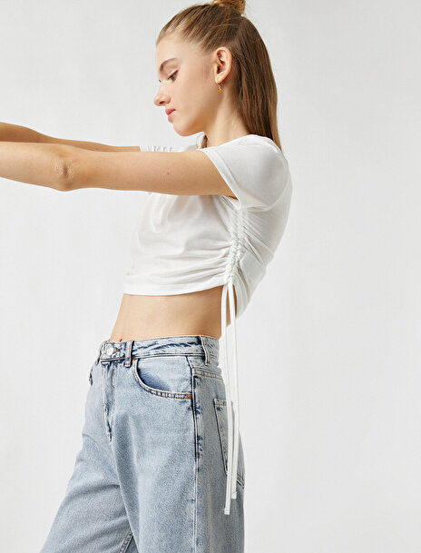 Koton Ole Genç Kız Büzgülü Kısa Kollu Tişört