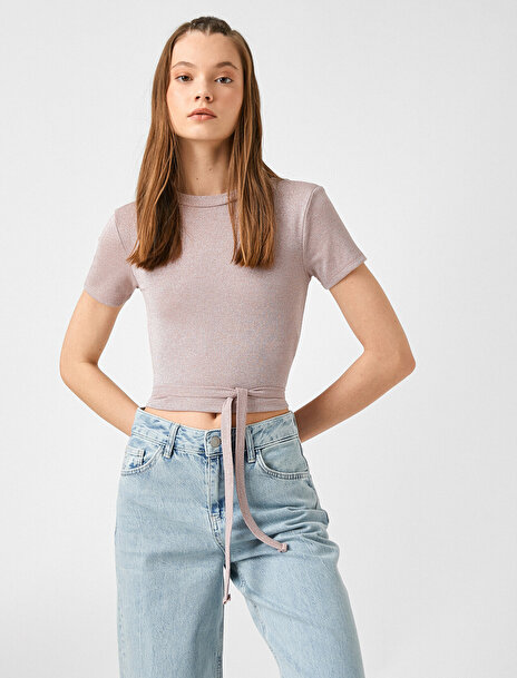 Koton Kadın Kısa Kollu Kuşaklı Tişört