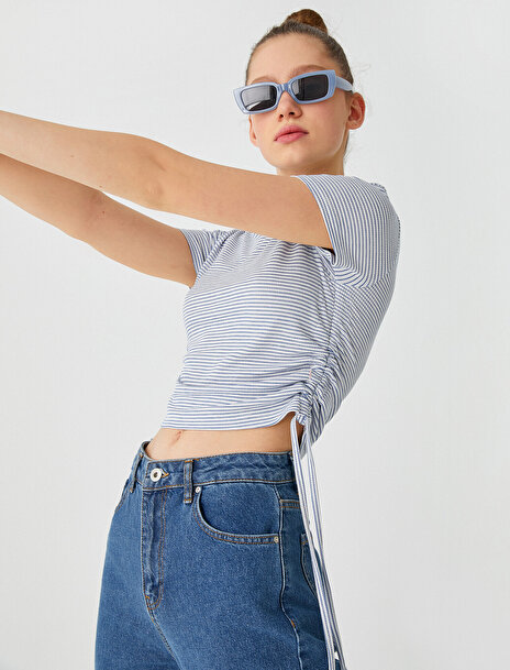 Koton Kadın Kısa Kollu Büzgülü Tişört