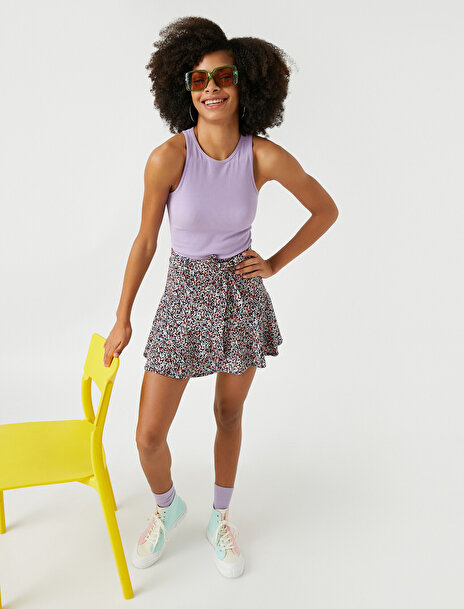 Koton Ole Genç Kız Kuşaklı Mini Şort Etek Koton Ole Genç Kız Kuşaklı Mini Şort Etek