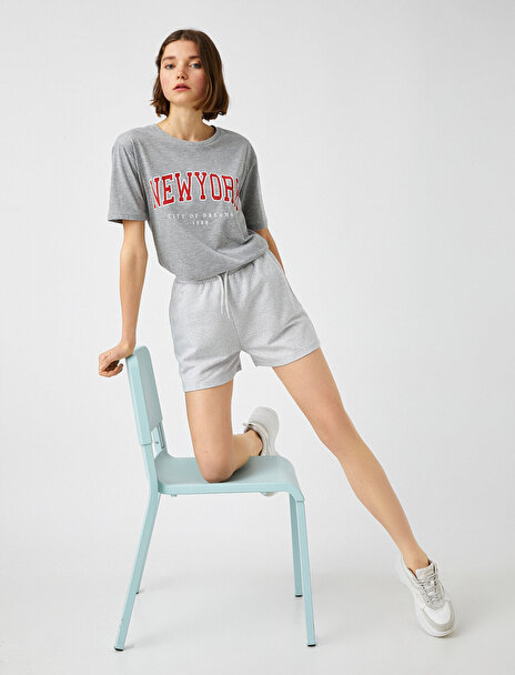 Koton Kadın Mini Şort Cepli Beli Lastikli Bağlamalı