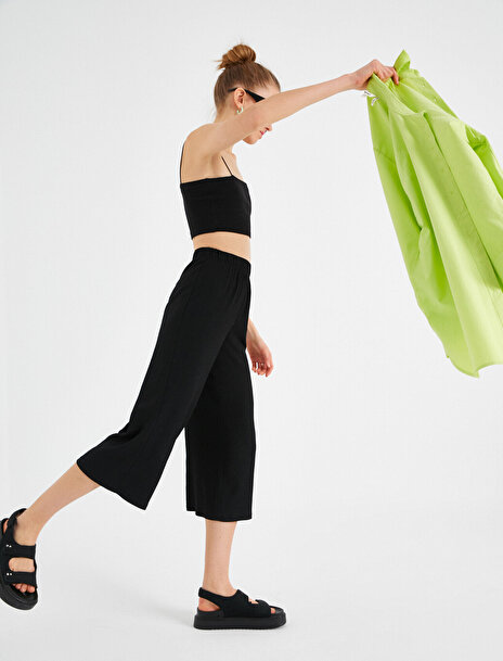 Koton Kadın Beli Lastikli Geniş Paça Pantolon