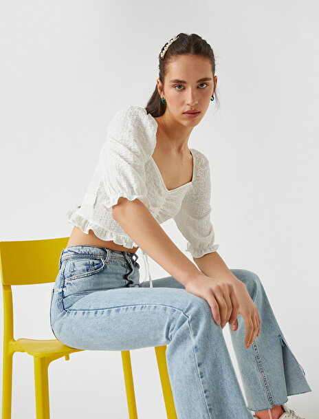 Koton Kadın Crop Büzgülü Bluz