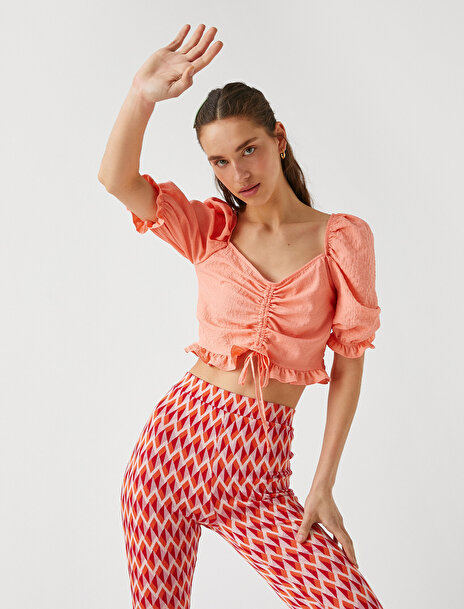 Koton Kadın Crop Büzgülü Bluz