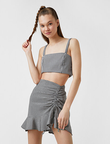 Koton Ole Genç Kız Büzgülü Fırfırlı Mini Etek