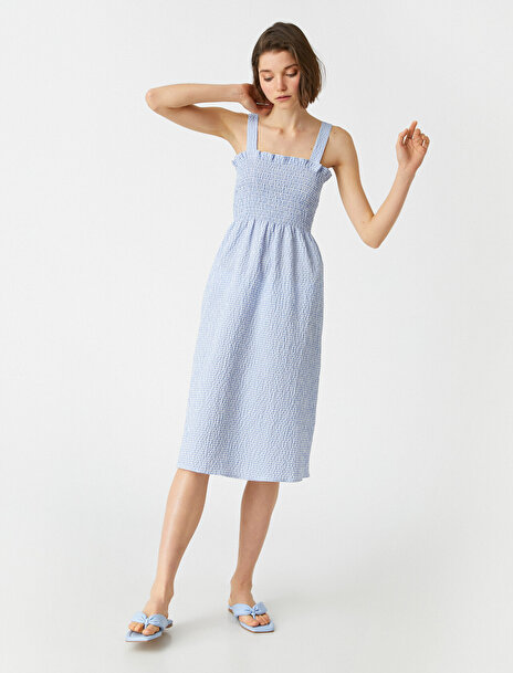 Koton Kadın Fırfırlı Midi Elbise Kalın Askılı