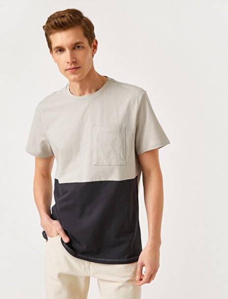 Koton Erkek Standart Fit Renk Bloklu Tişört