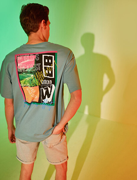 Koton Erkek Oversize Arkası Baskılı Tişört