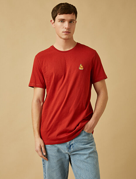 Koton Erkek Pizza İşlemeli Tişört