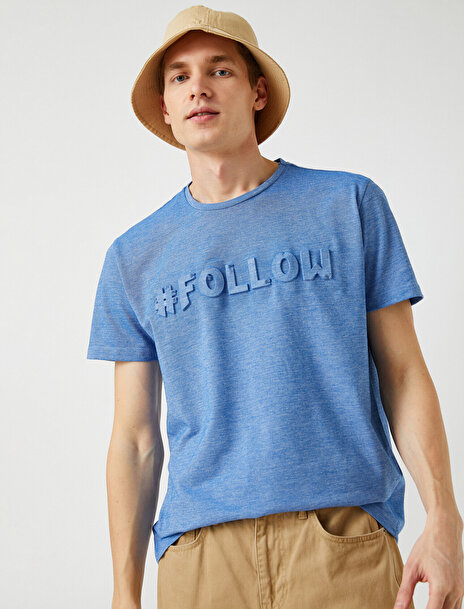 Koton Erkek Slim Fit Kabartma Baskılı Tişört