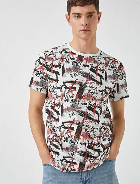 Koton Erkek Slim Fit Baskılı Tişört