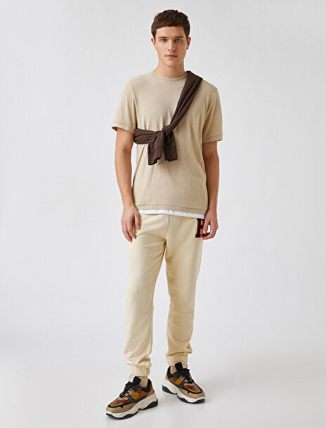 Koton Erkek Havlu Kumaş Kolej İşlemeli Eşofman Altı