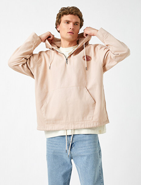 Koton Erkek Yarım Fermuar Gabardin Kapşonlu Sweatshirt Koton Erkek Yarım Fermuar Gabardin Kapşonlu Sweatshirt