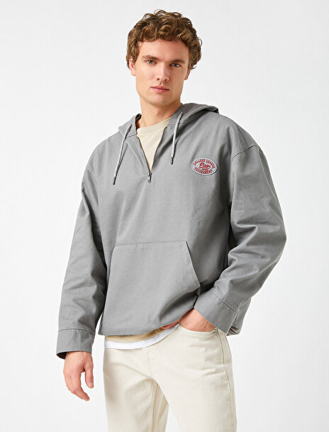 Koton Erkek Yarım Fermuar Gabardin Kapşonlu Sweatshirt Koton Erkek Yarım Fermuar Gabardin Kapşonlu Sweatshirt