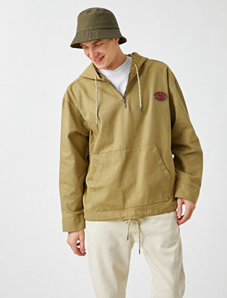 Koton Erkek Yarım Fermuar Gabardin Kapşonlu Sweatshirt Koton Erkek Yarım Fermuar Gabardin Kapşonlu Sweatshirt