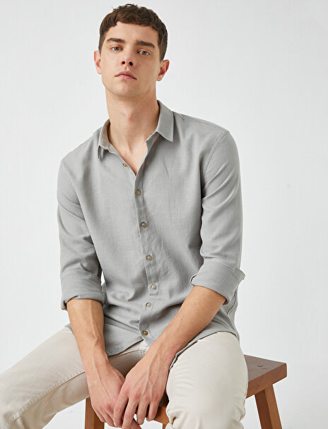 Koton Erkek Regular Fit Armürlü Gömlek