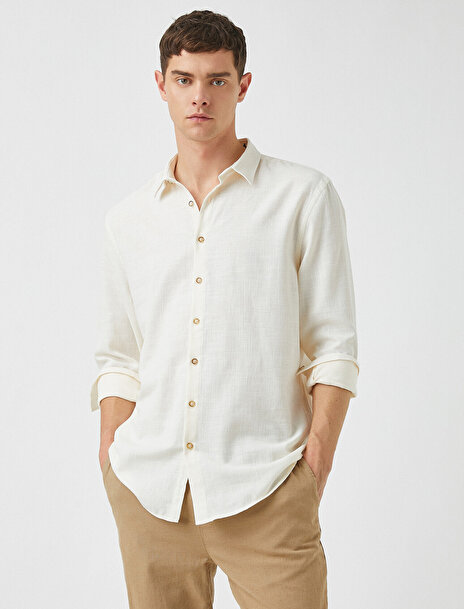 Koton Erkek Regular Fit Armürlü Gömlek