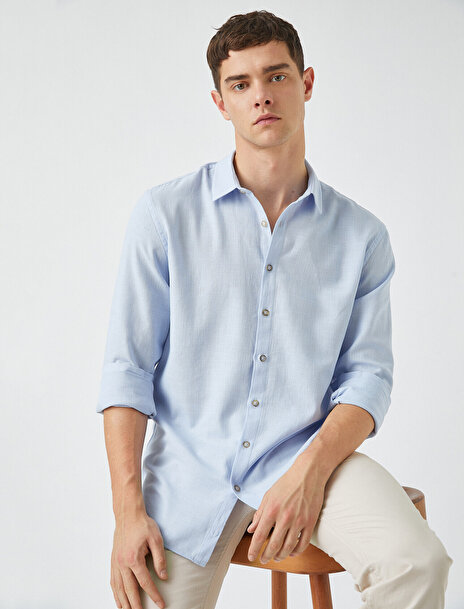 Koton Erkek Regular Fit Armürlü Gömlek